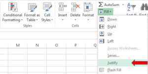 Microsoft Excel’s JUSTIFY Command